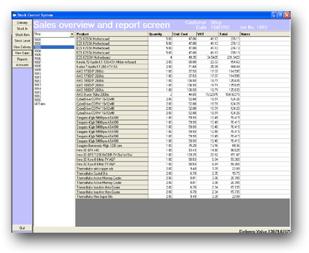 Sales overview screen shoowing all invoices for a customer which can ...